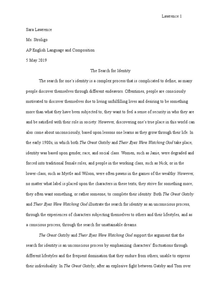 The Search For Identity | PDF | The Great Gatsby