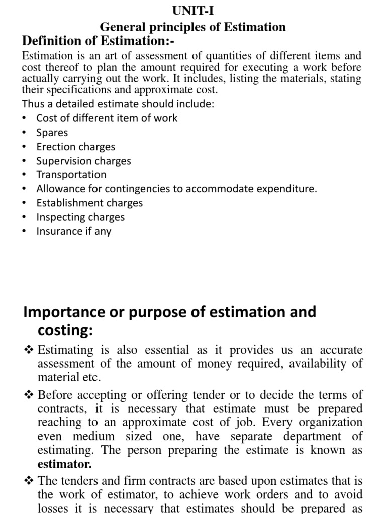 Estimation and Costing | PDF | Expense | Cost