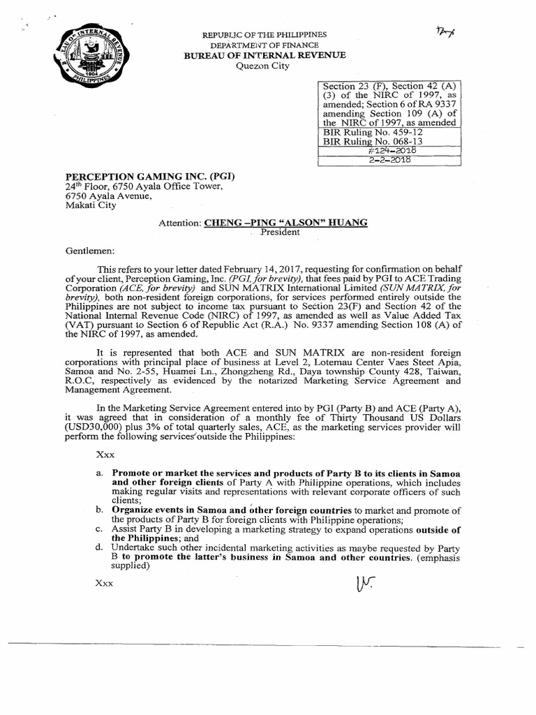 Bir Ruling, Ruling, Tax Exemption | PDF