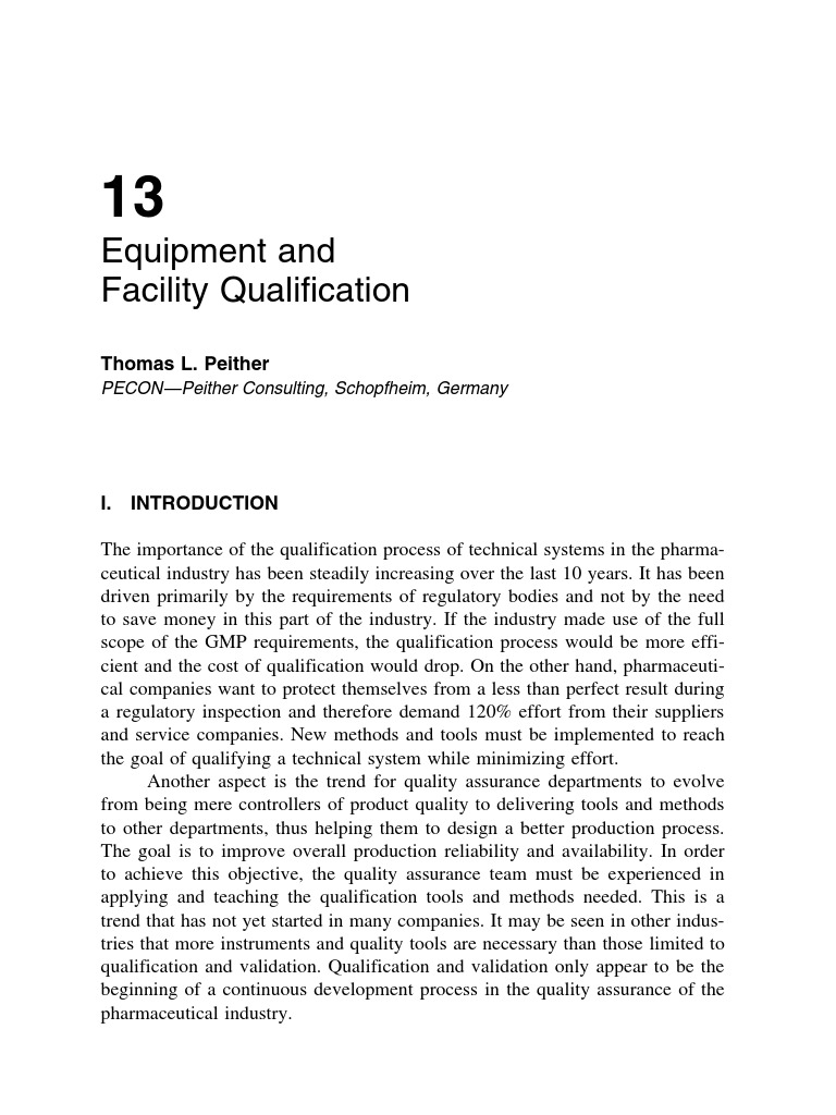 Equipment Facility Qualification 1 | Verification And Validation | Risk ...
