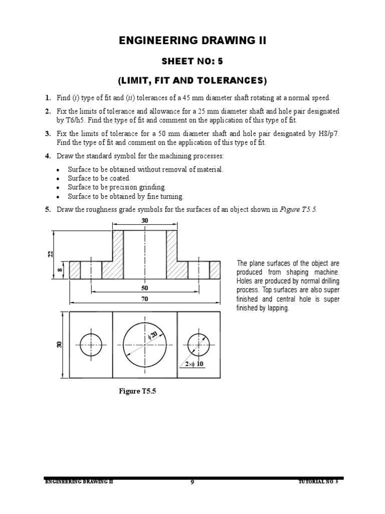 Engineering Drawing Ii: Sheet No: 5 (Limit, Fit and Tolerances) | PDF
