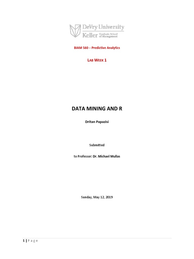 Predictive Analytics Lab: Data Mining & R | PDF | Business Intelligence ...