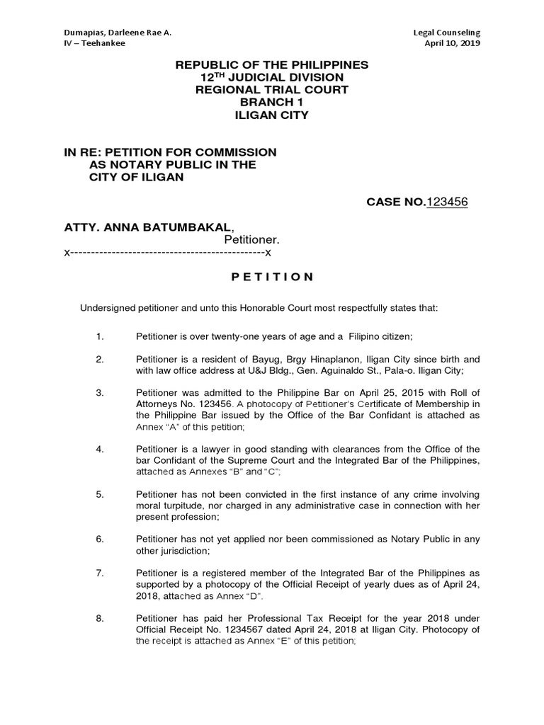 Petition For Notarial Commission | Download Free PDF | Notary Public ...