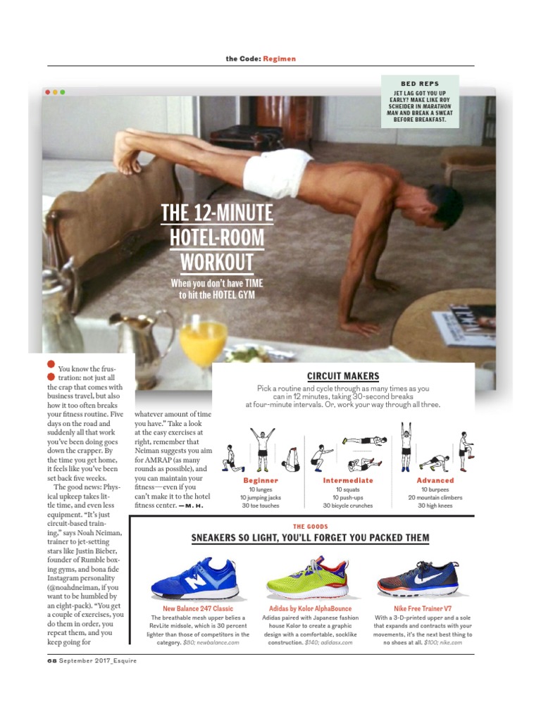 12-Minute Hotel Room Workout - Esquire 2017 09 PDF | PDF | Sports ...