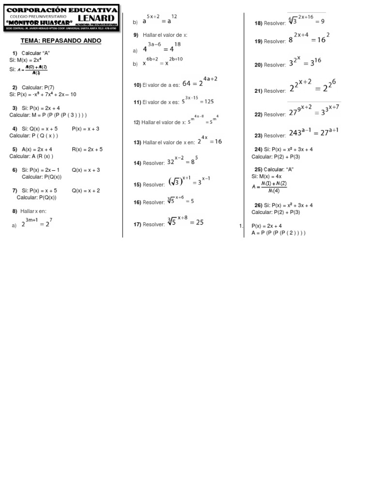 Ficha de Algebra | PDF