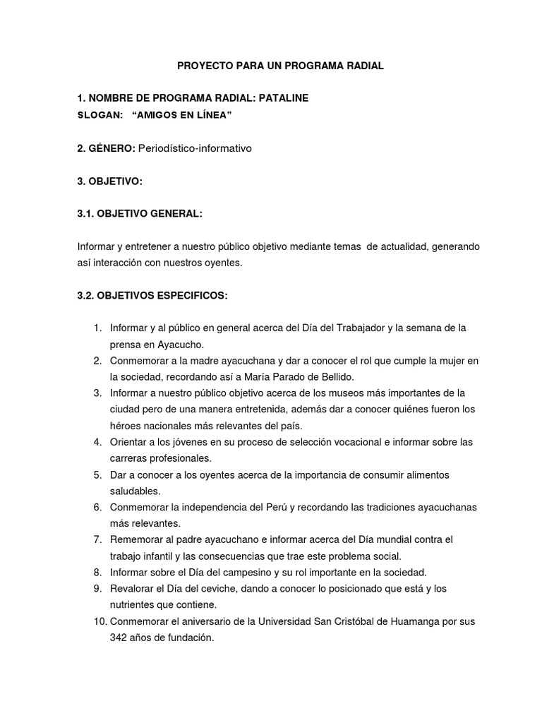 Proyecto para Un Programa Radial | PDF