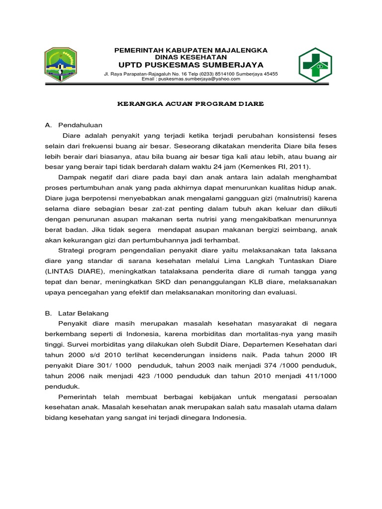 Kerangka Acuan Program Diare | PDF