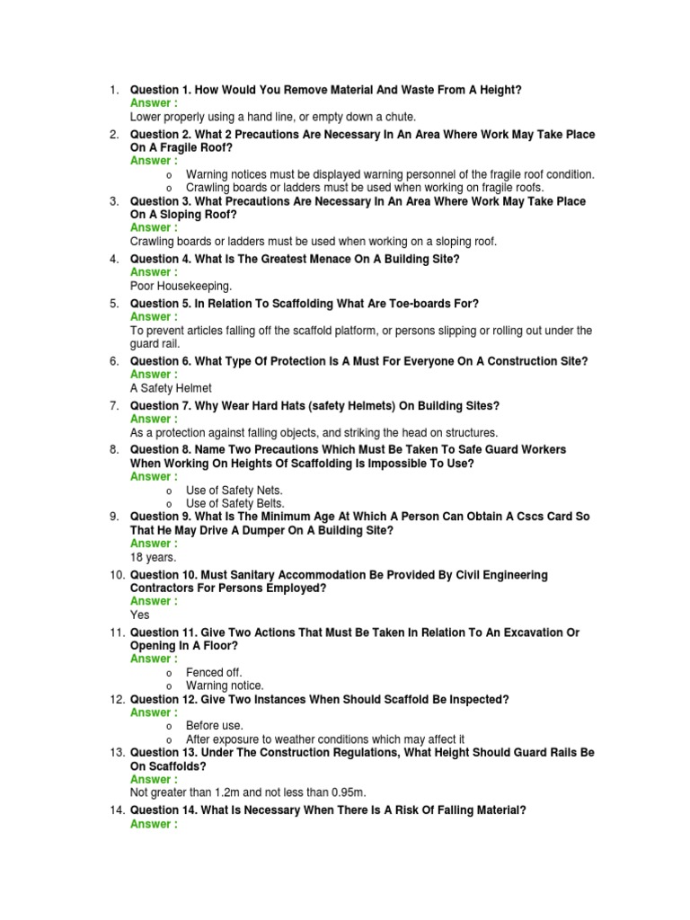 Building Construction Interview Questions | PDF | Scaffolding ...