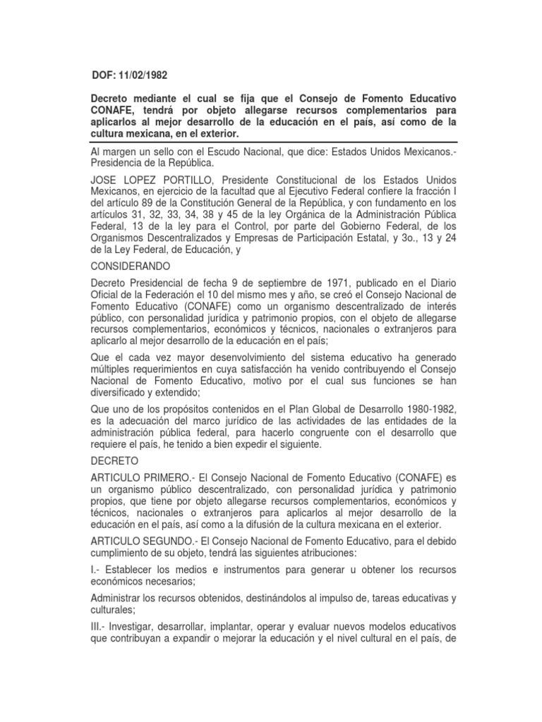 Decreto CONAFE | PDF | Junta Directiva | México