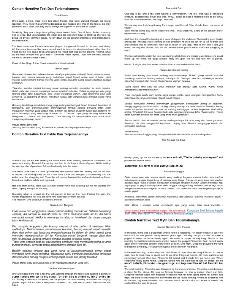 Contoh Narrative Text Dan Terjemahannya | PDF | Pinocchio
