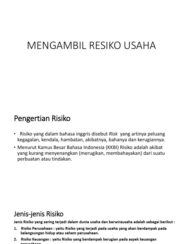 Mengambil Resiko Usaha | PDF | Karier & Perkembangan | Bisnis