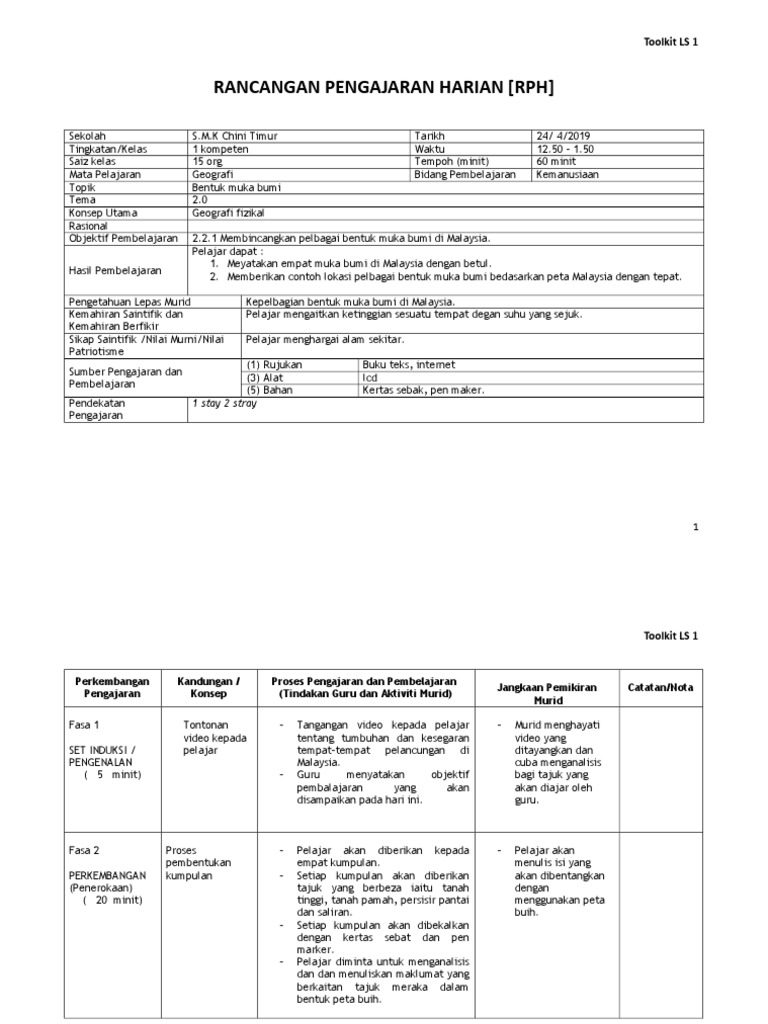 Contoh RPH PLC | PDF
