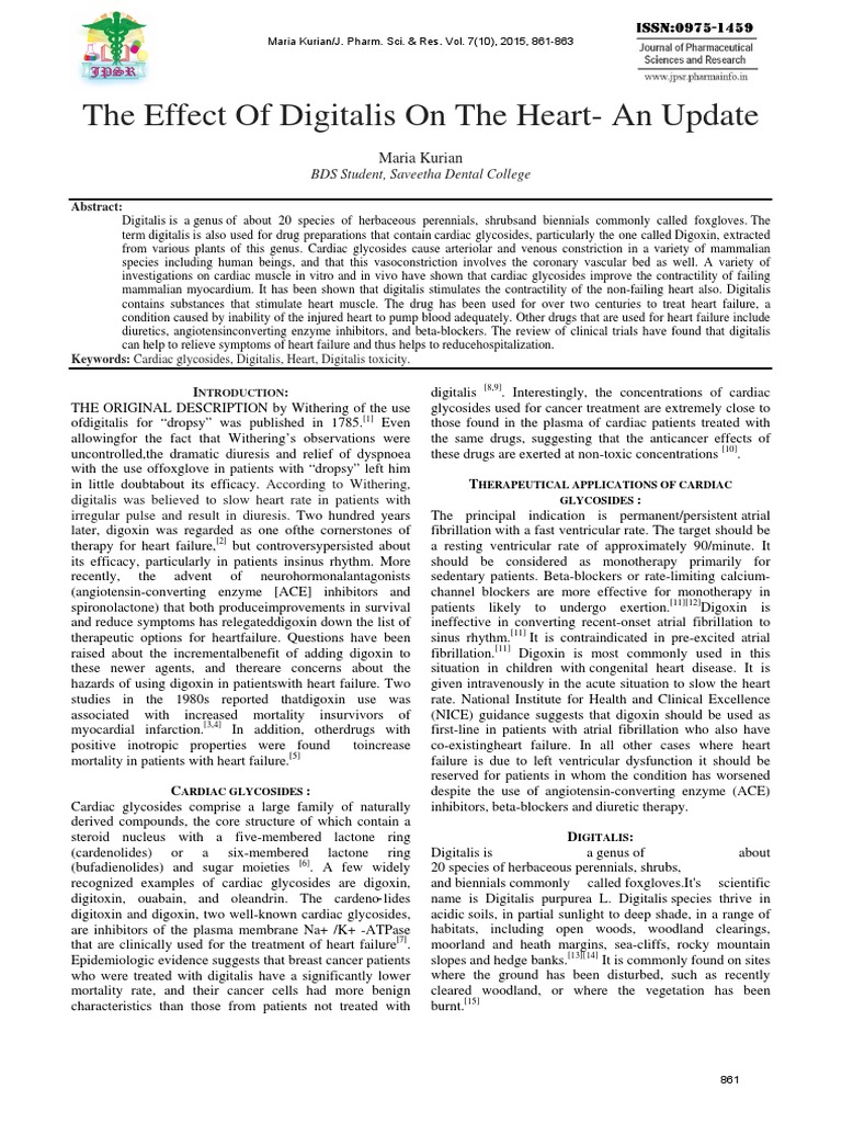 Digitalis Pdf Cardiovascular System Cardiology