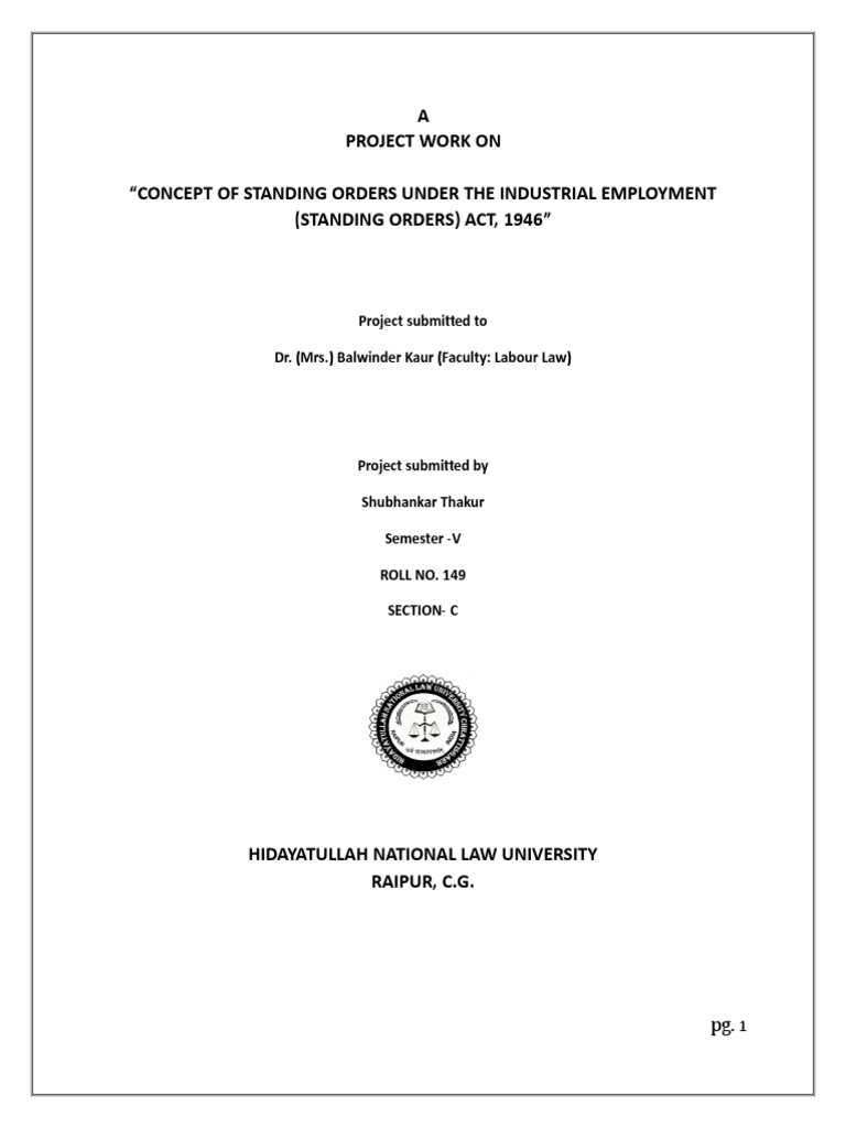 Labour Law Concept of Standing Orders | PDF | Parliamentary Procedure ...