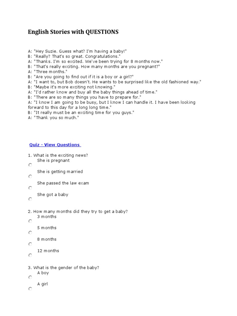 English Stories with QUESTIONS | PDF