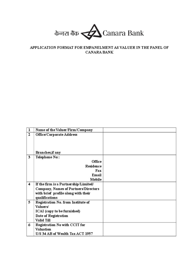 Format Empanelment of Valuer Neevinternational | PDF | Real Estate Appraisal | Valuation (Finance)
