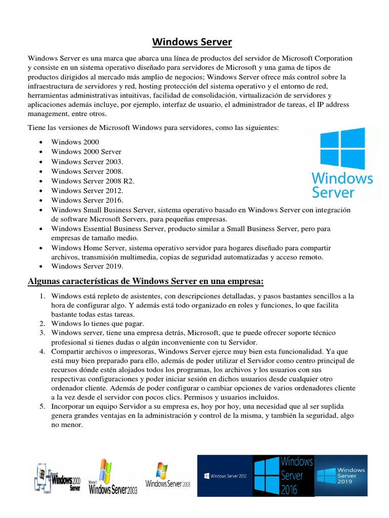 Windows Server | PDF | Microsoft Windows | Servidor (Computación)