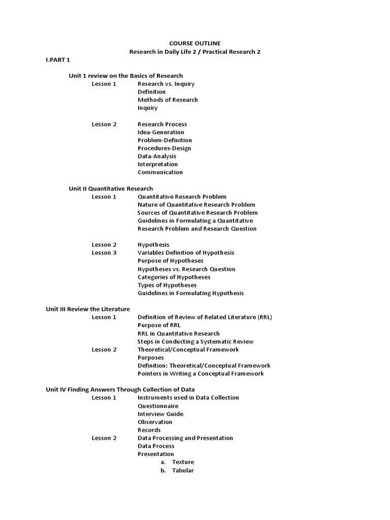 Course Outline | PDF | Hypothesis | Quantitative Research