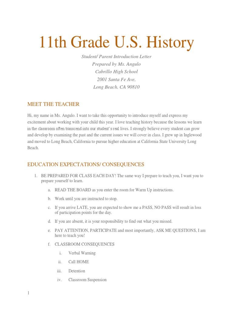 Student Introduction Letter | PDF | Classroom | Homework