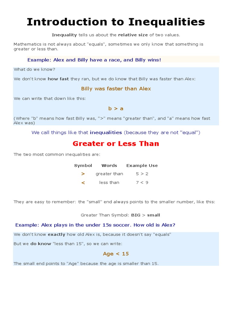 Understanding Inequalities and Their Signs | PDF | Inequality ...