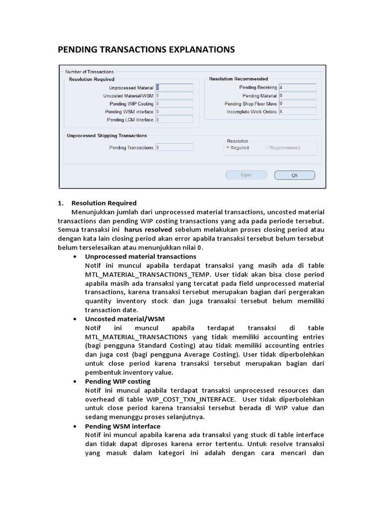Pending Transactions | PDF