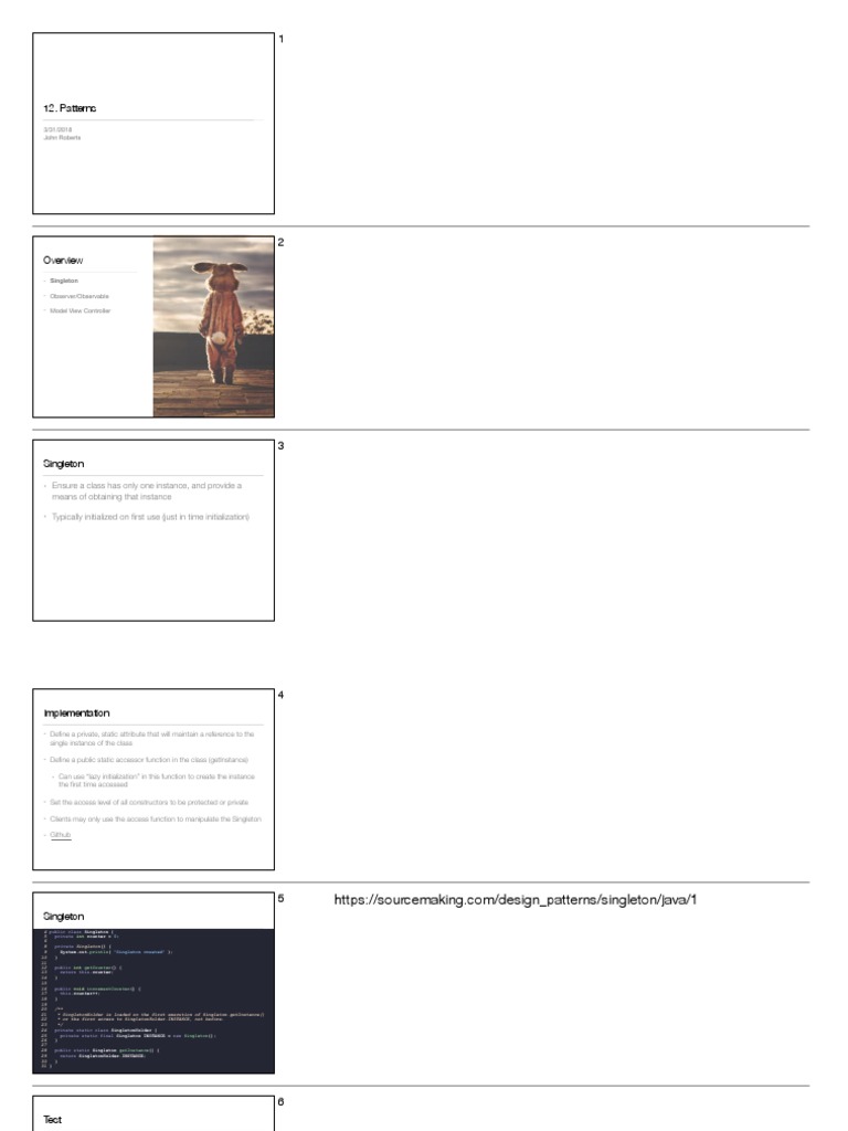 Document Design Patterns: Singleton, Observer, and Model-View-Controller | PDF | Model–View ...