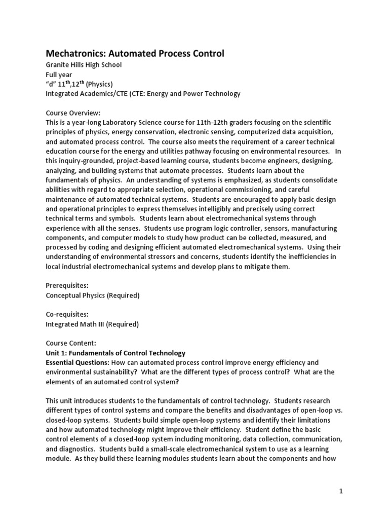 Mechatronics: Automated Process Control: TH TH | PDF | Programmable Logic Controller | Automation
