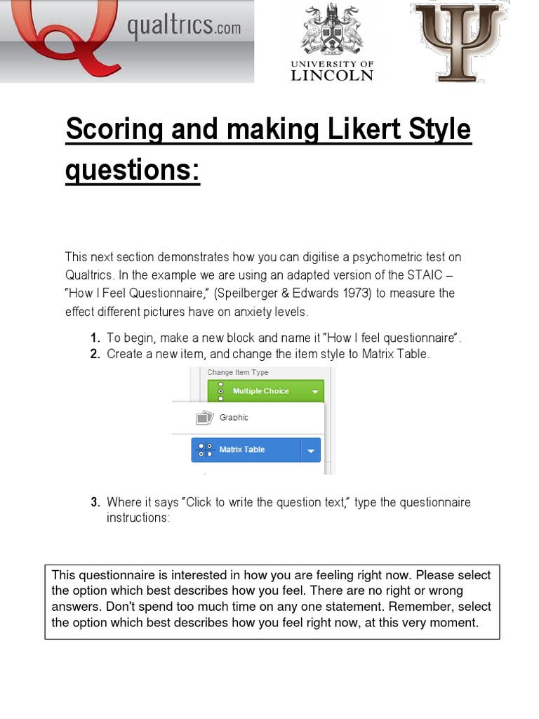 University of Lincoln - Scoring and Making Likert Style Questions | PDF ...