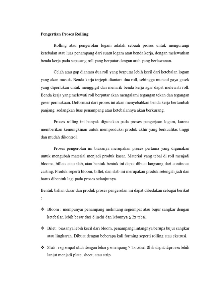 Pengertian Proses Rolling | PDF | Griya & Taman