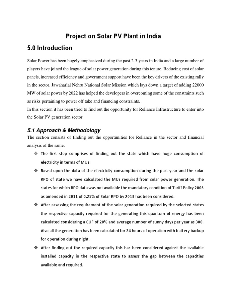 Solar PV Plant Project Report | PDF | Solar Power | Photovoltaics