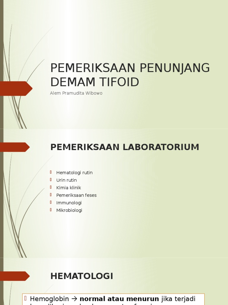 Pemeriksaan Penunjang Demam Tifoid | PDF