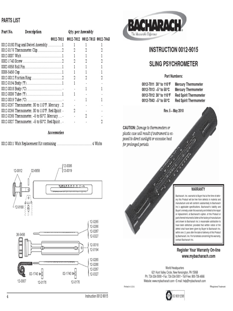 Sling Psychrometer PDF | PDF | Relative Humidity | Branches Of ...