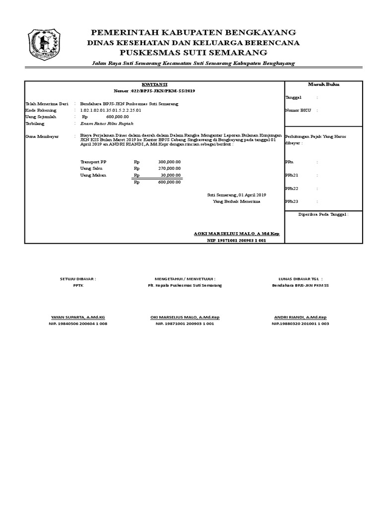 Kwitansi Perjalanan Dinas | PDF