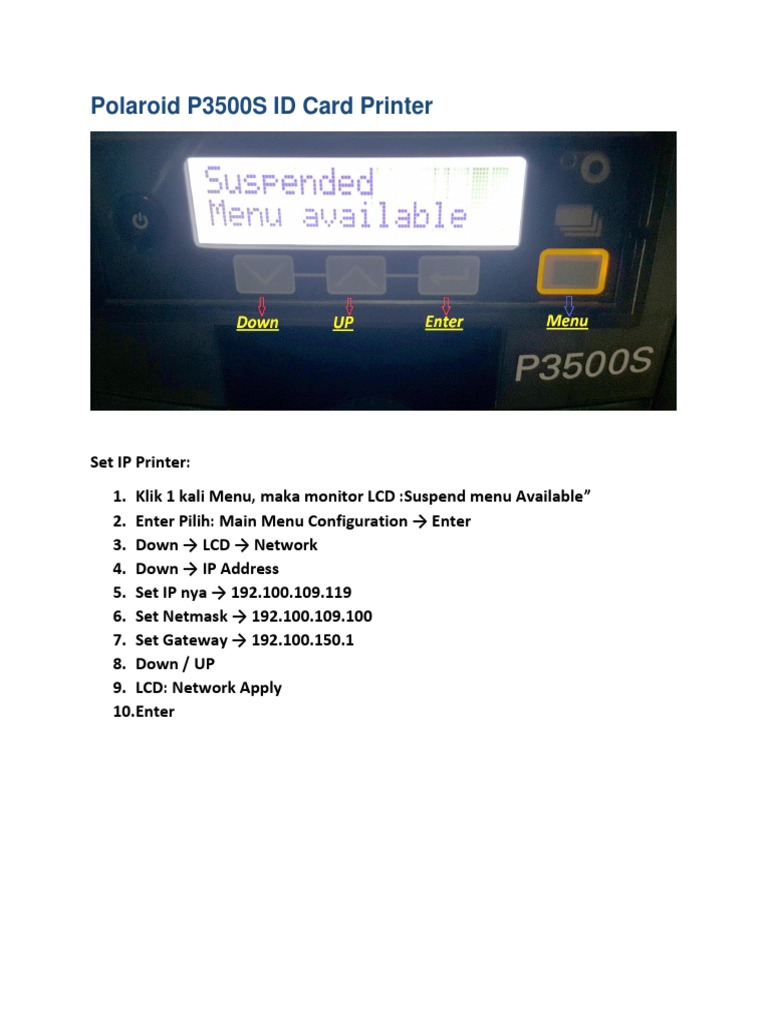 Configuring Polaroid P3500S Printer IP | PDF | Computers