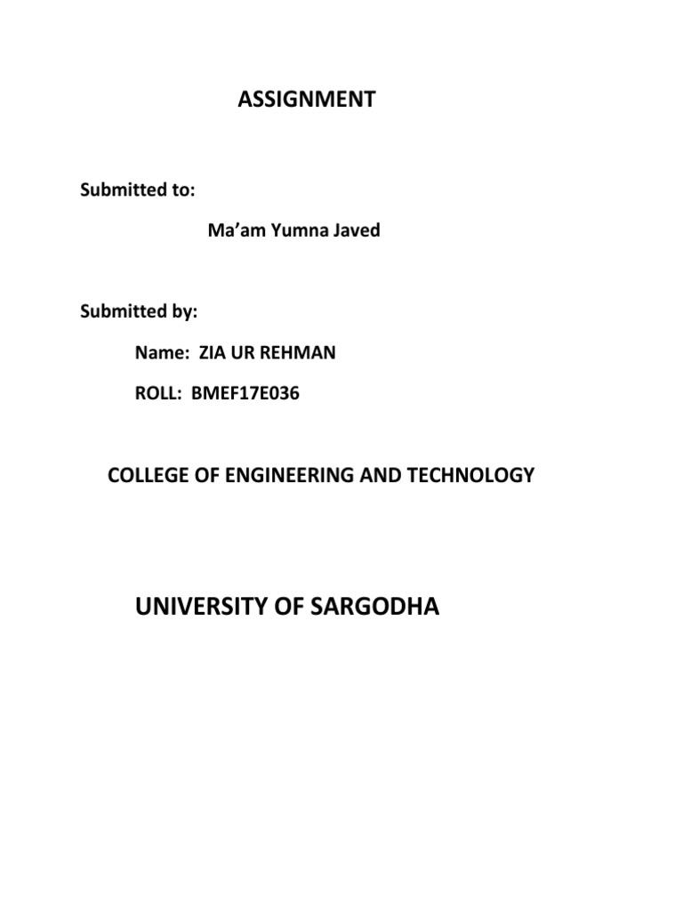 Assignment: University of Sargodha | PDF | Lift (Force) | Friction