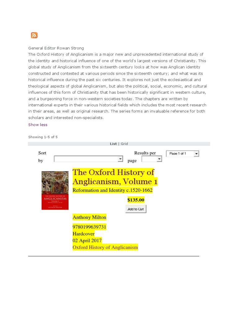 Oxford History of Anglicanism | PDF