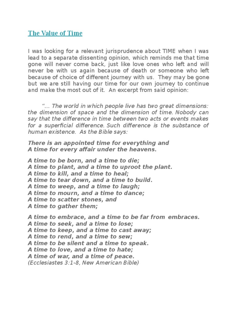 The Value of Time | PDF
