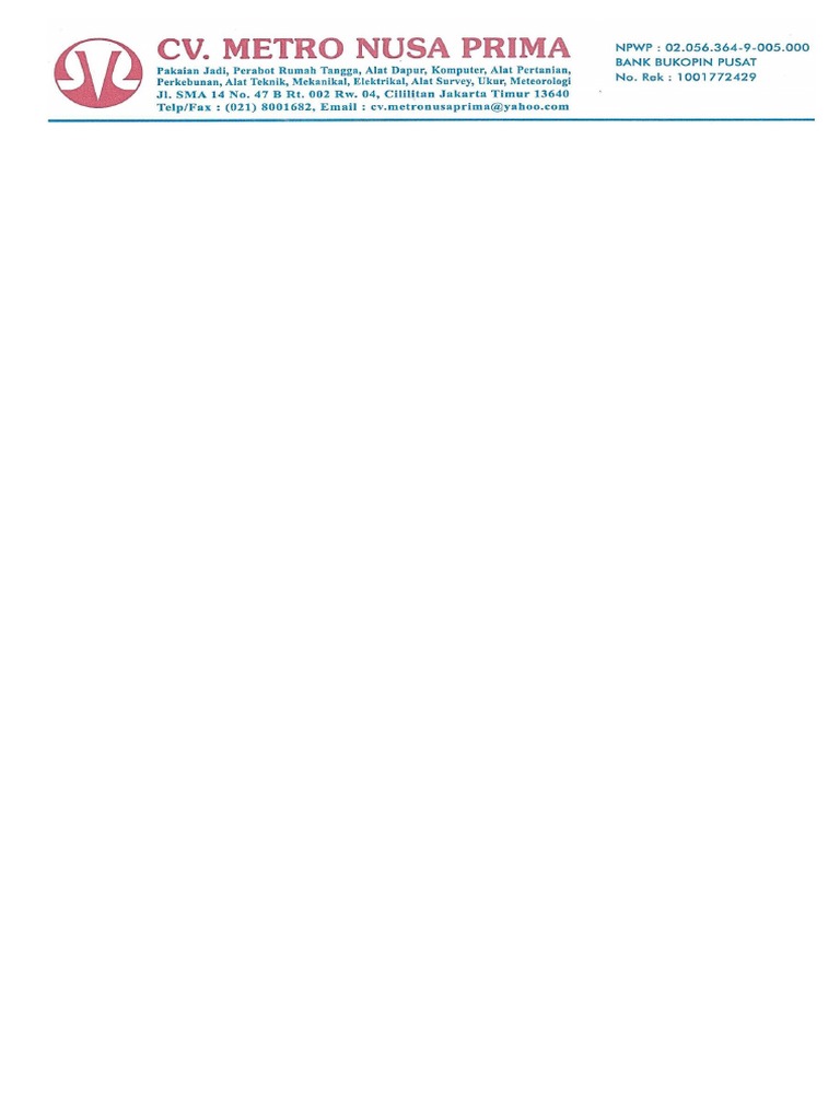 Kop Surat Metro Potrait | PDF