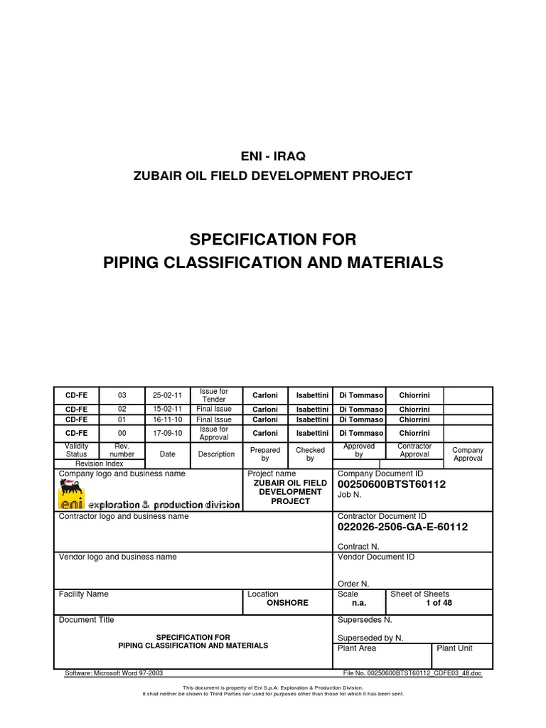 Piping Specs PDF | PDF | Pipe (Fluid Conveyance) | Valve