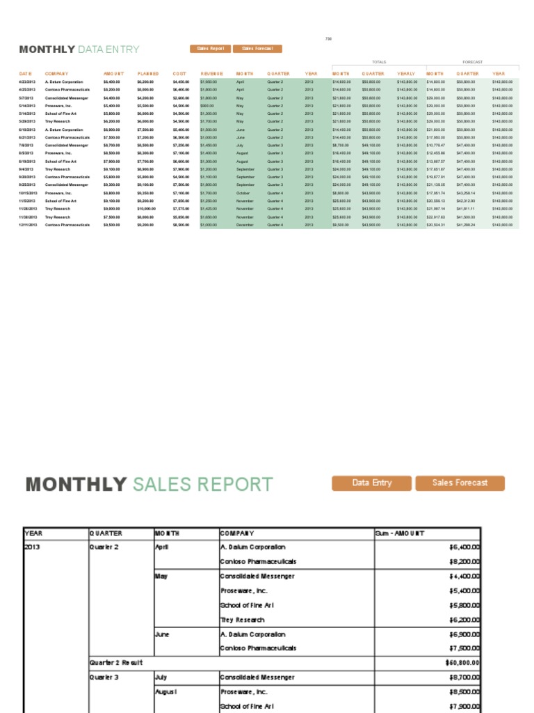 Monthly Sales Report Maker For Excel | PDF | Data | Economies