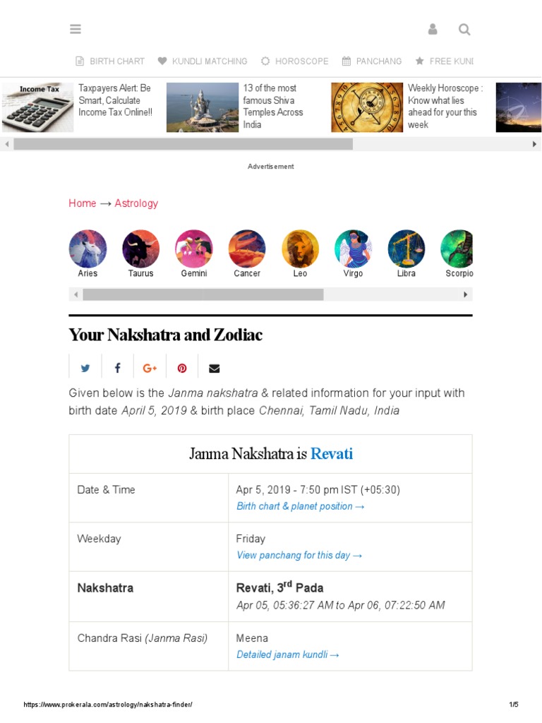 Nakshatra Finder | PDF | Horoscope | Esoteric Cosmology