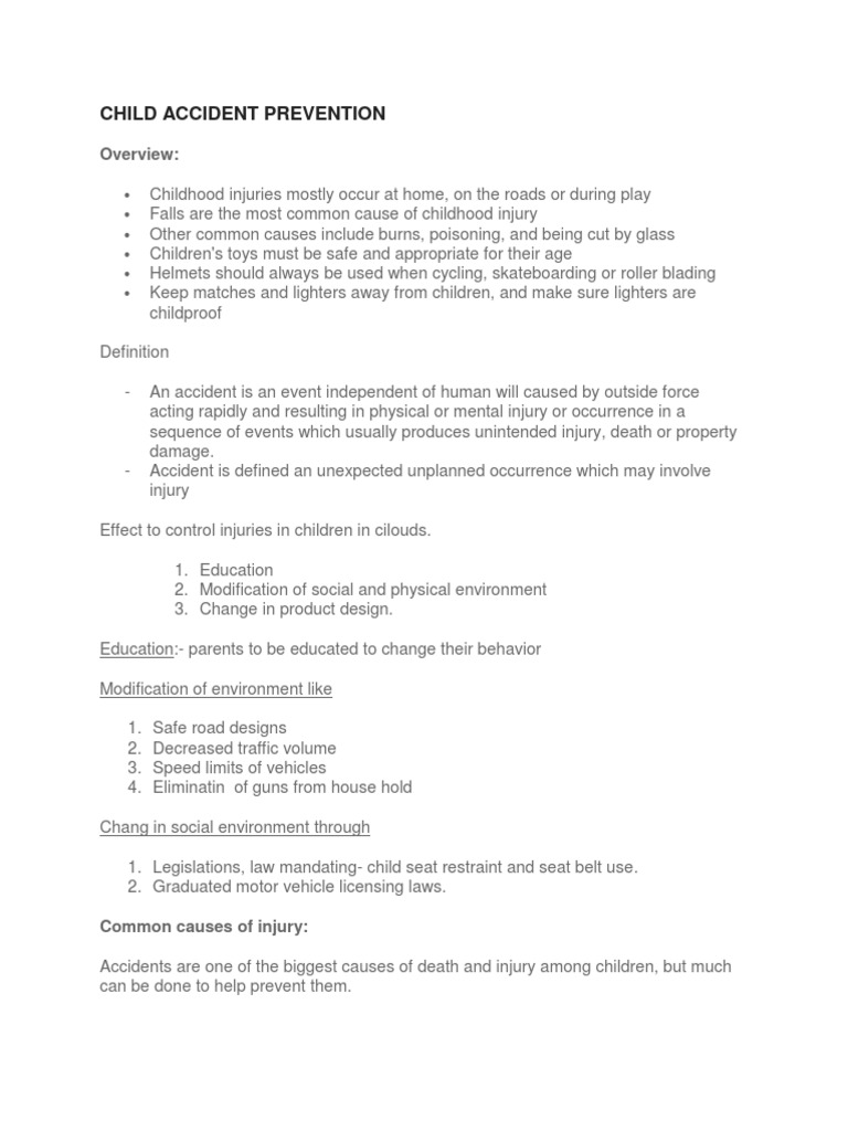 Child Accident Prevention Strategies | PDF | Traffic Collision ...
