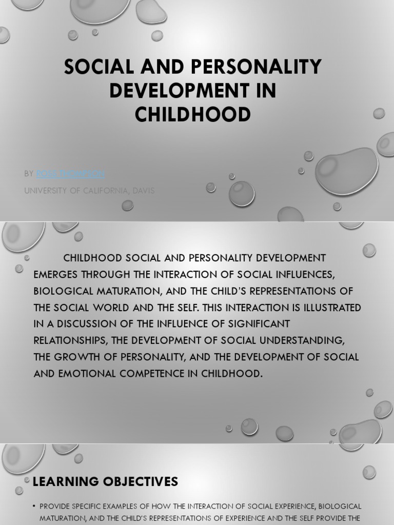 Social and Personality Development in Childhood | PDF | Attachment ...