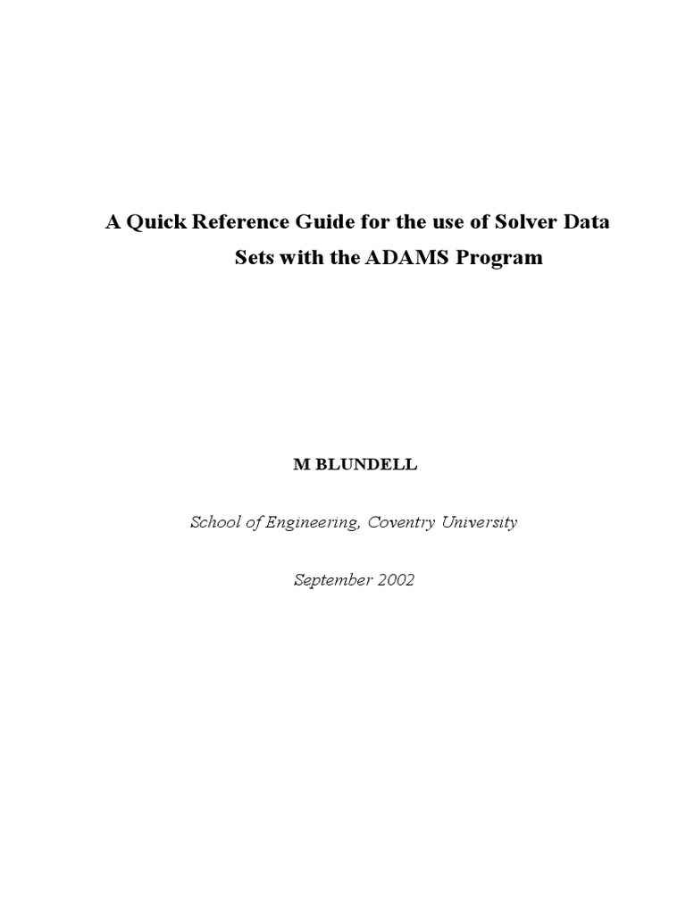 ADAMS Solver Data Sets Guide | PDF | Kinematics | Force