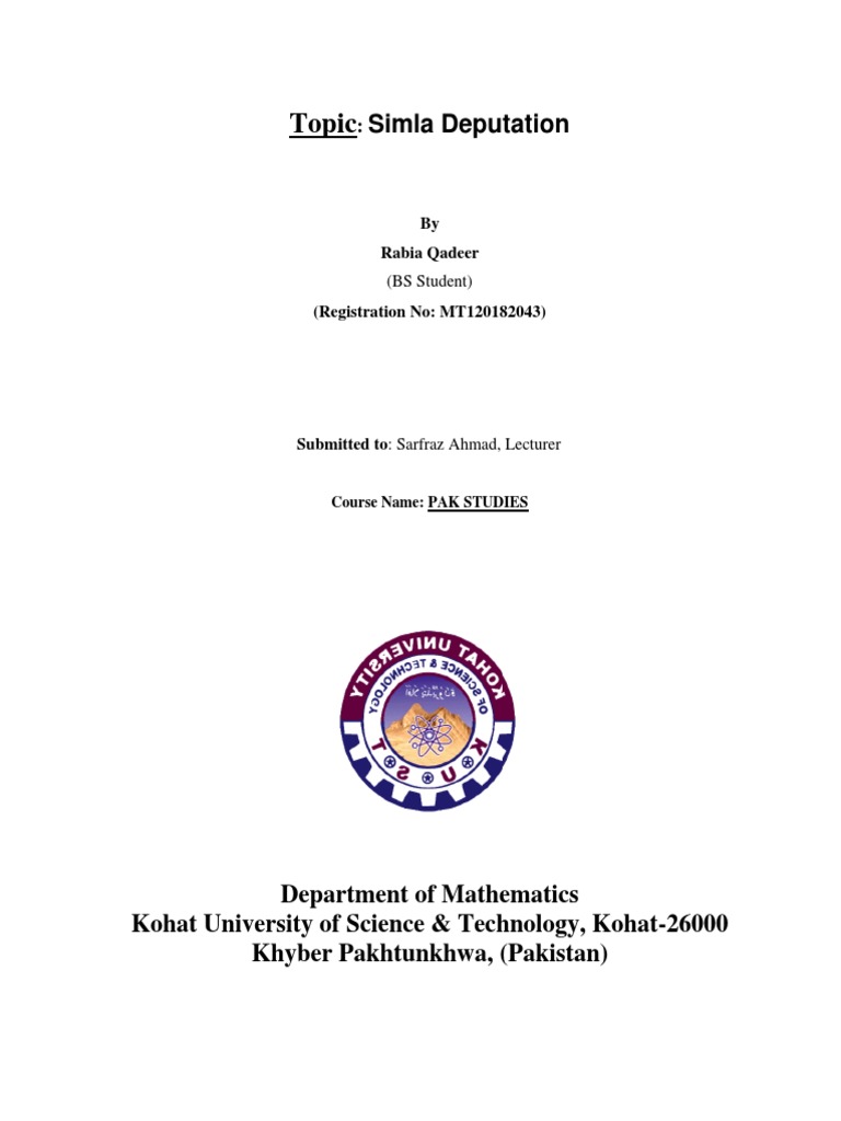 Simla Deputation 1 | PDF | Pakistan Movement | Pakistan
