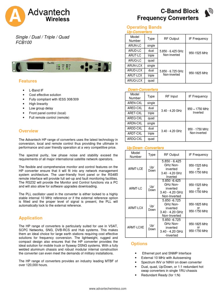 C-Band Block Frequency Converters | PDF | Decibel | Telecommunications
