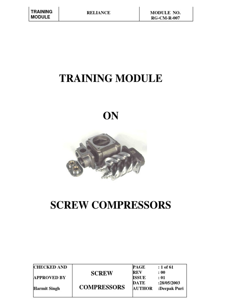 Screw Compressor | PDF | Bearing (Mechanical) | Valve