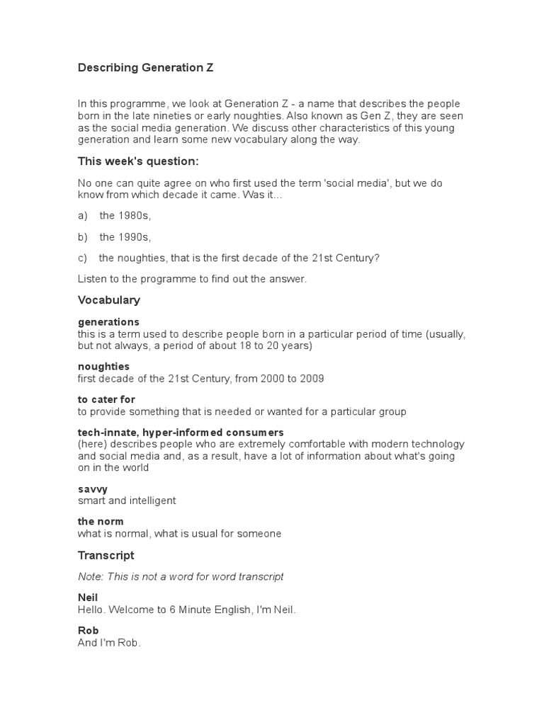 Describing Generation Z | PDF | Millennials | Communication