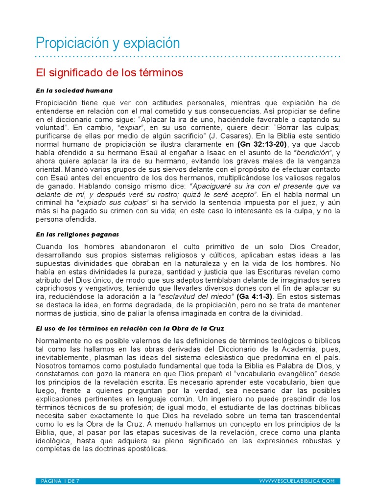 La Propiciacion y Expiacion | PDF | Expiación en el cristianismo | Pecado