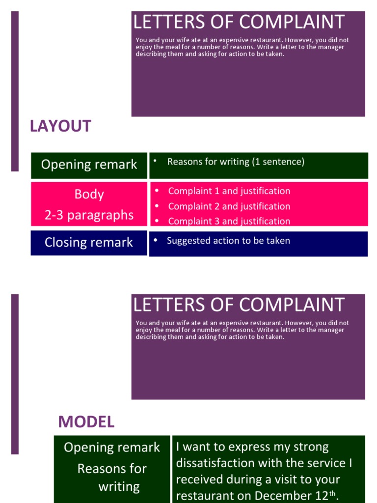 Letter of Complaint | PDF | Restaurants
